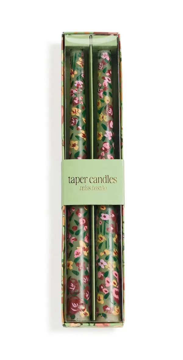 Farm Rio Set Of 2 Tapper Candles - Tiny Bouquet