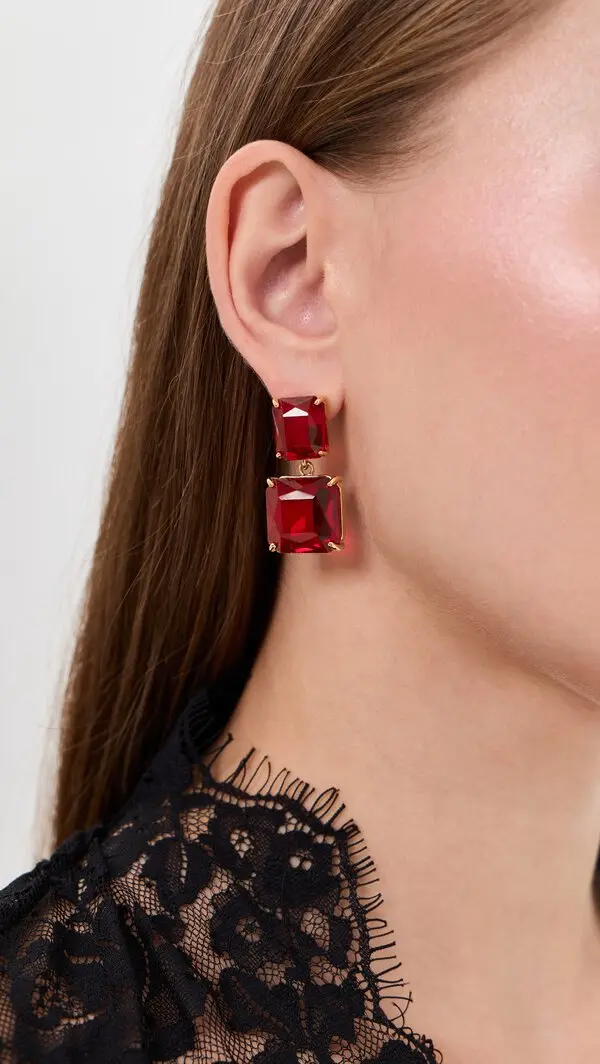 ADINA EDEN Crystal Double Square Drop Earrings