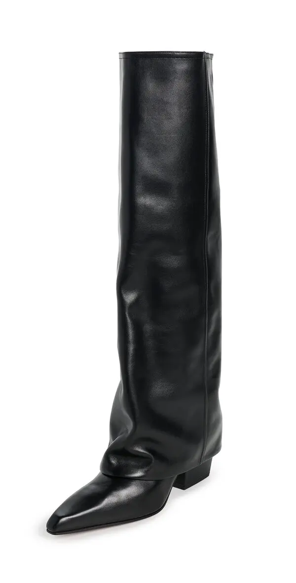 Paris Texas Jane Fold Over Leather Boots 60mm