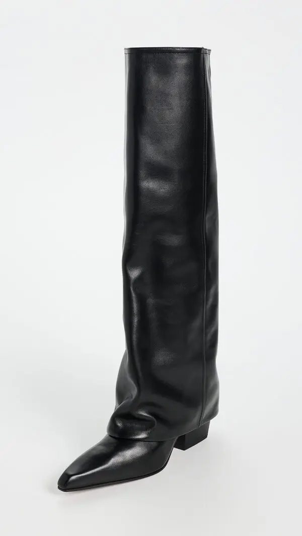 Paris Texas Jane Fold Over Leather Boots 60mm