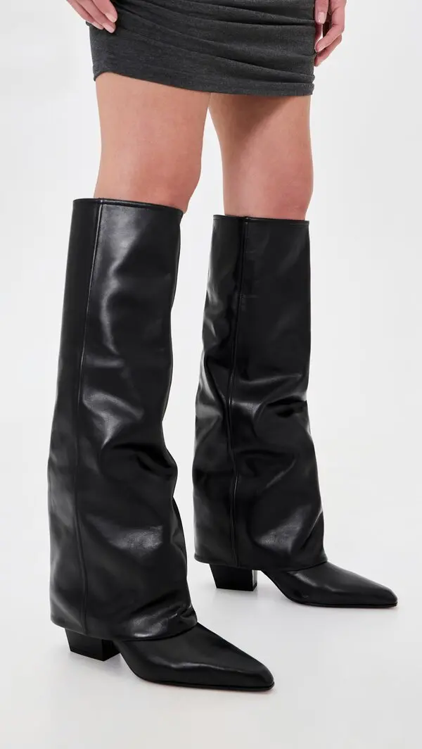 Paris Texas Jane Fold Over Leather Boots 60mm