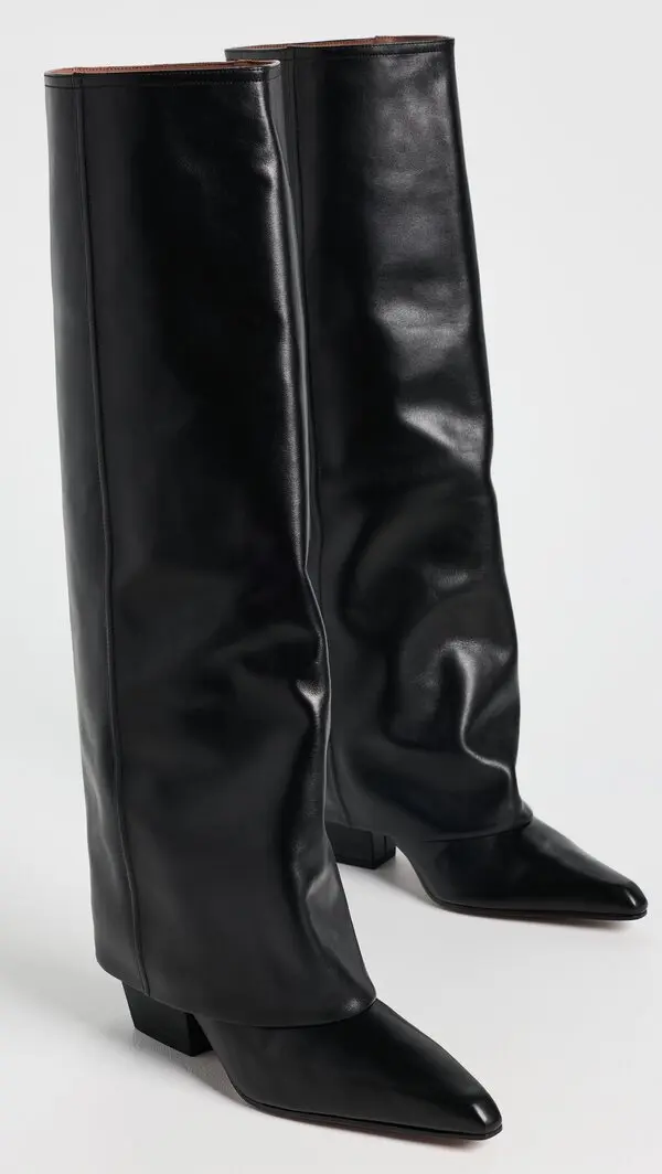 Paris Texas Jane Fold Over Leather Boots 60mm