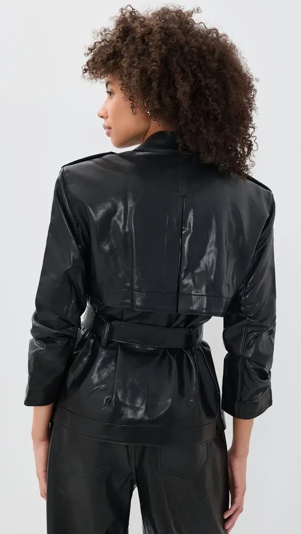 Cinq À Sept Short Yates Faux Leather Trench Jacket