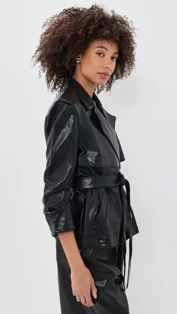 Cinq À Sept Short Yates Faux Leather Trench Jacket