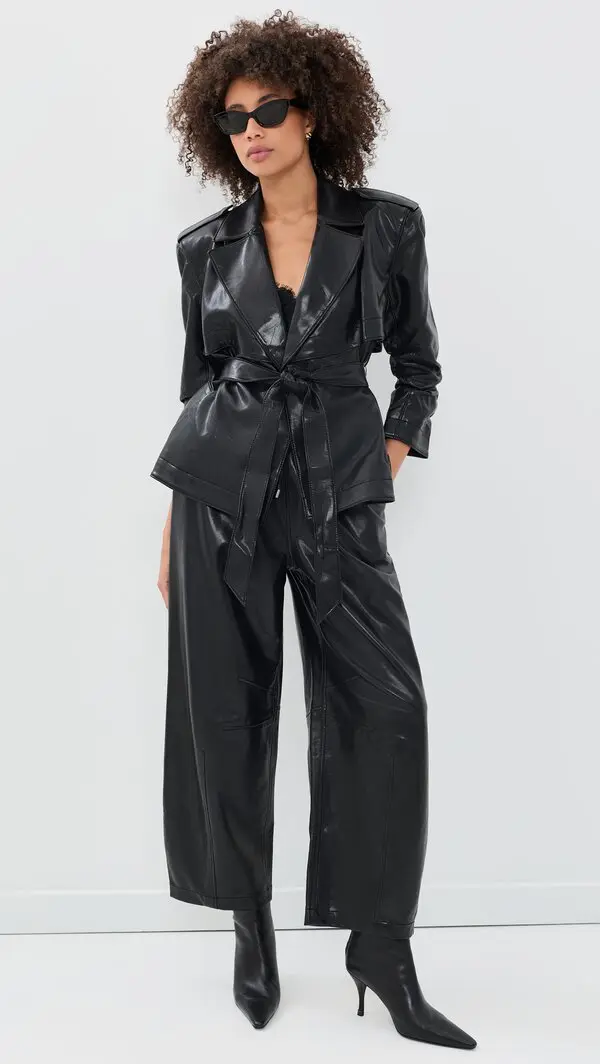 Cinq À Sept Short Yates Faux Leather Trench Jacket
