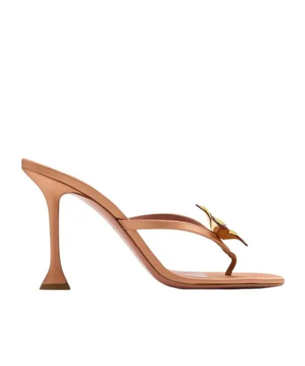 Amina Muaddi Satin Sandals - Brown