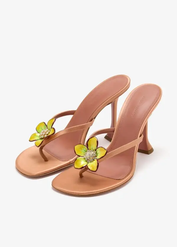Amina Muaddi Satin Sandals