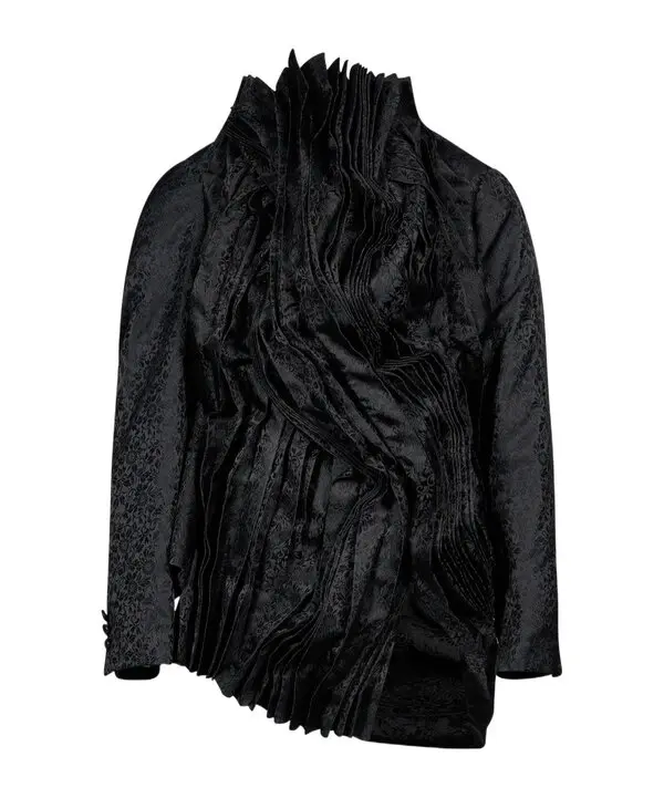 Comme Des Garçons Jacquard Ruched Pleated Jacket - Black