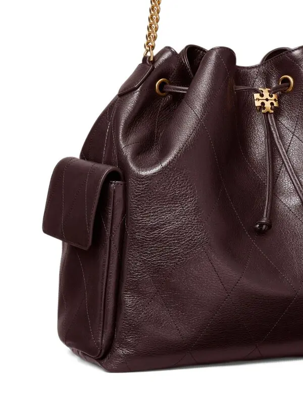 Tory Burch Charlie Large Leather Bucket Bag