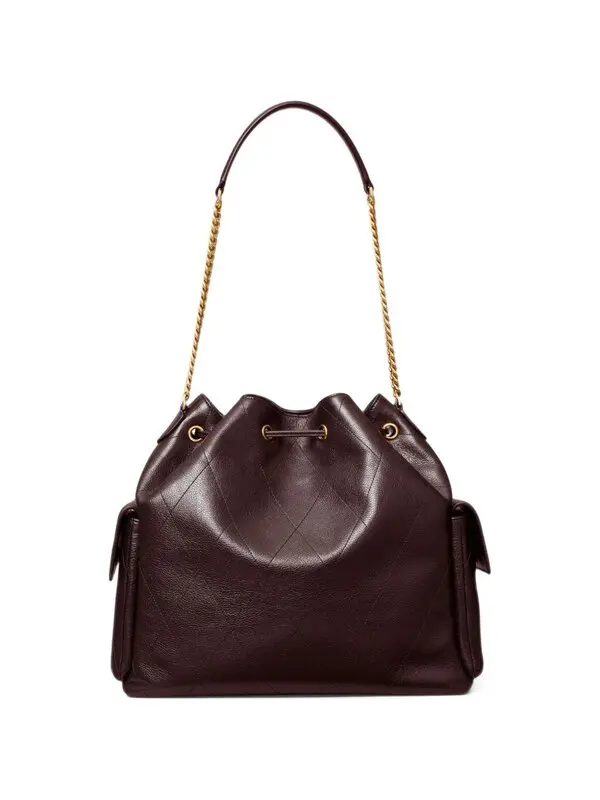 Tory Burch Charlie Large Leather Bucket Bag