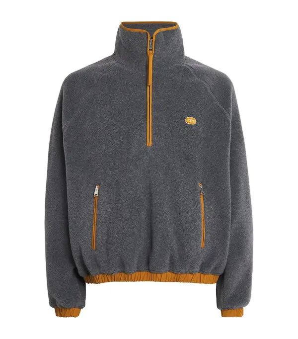 AMI Paris Fleece Half-zip Sweater - Grey