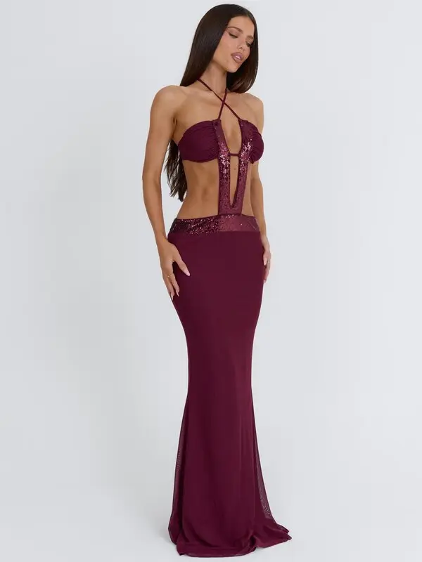 OUTCAST Veya Maxi Dress Burgundy