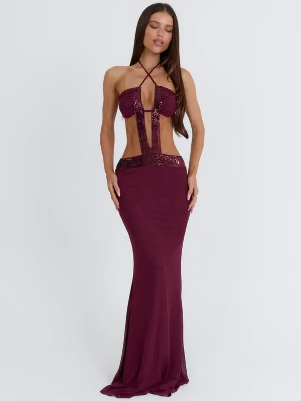 OUTCAST Veya Maxi Dress Burgundy