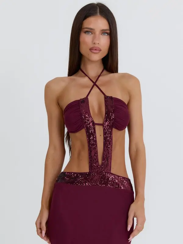 OUTCAST Veya Maxi Dress Burgundy