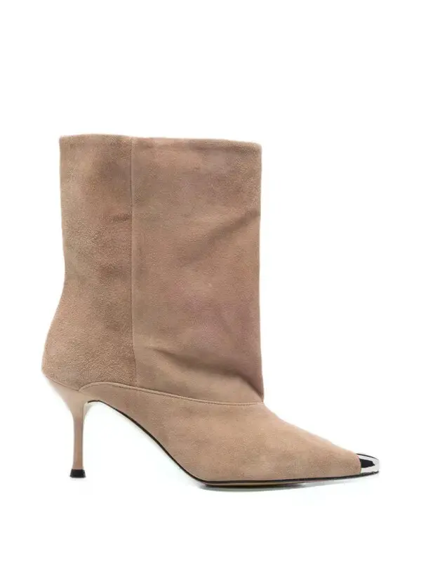 DIVINE FOLLIE Metal-toe-cap Pointed-toe Boots - Neutrals