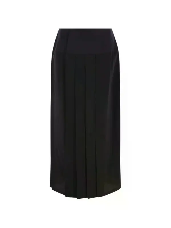 Yohji Yamamoto Pleated Silk Midi Skirt