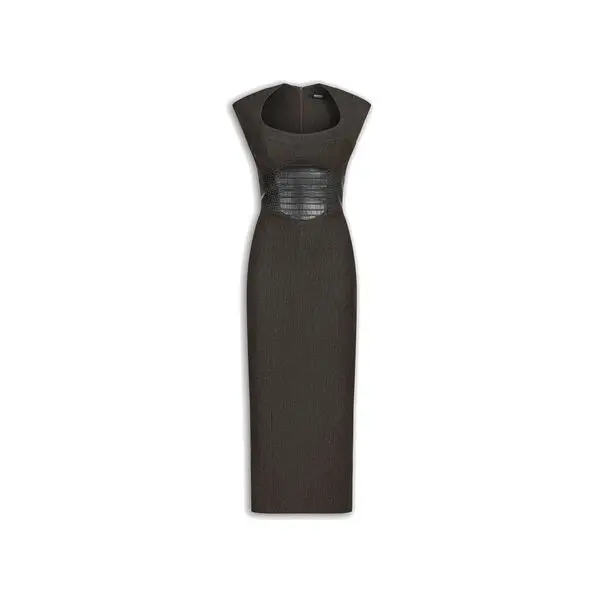 NOCTURNE Croc Effect Corset Midi Dress