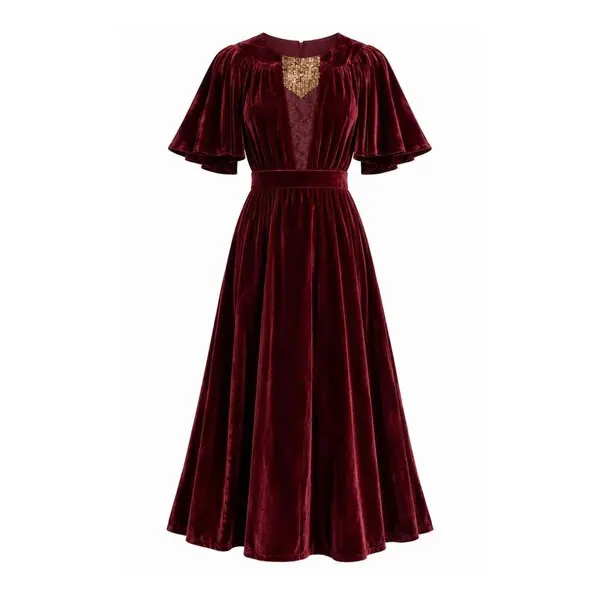 RAISHMA Adeline Burgundy Dress