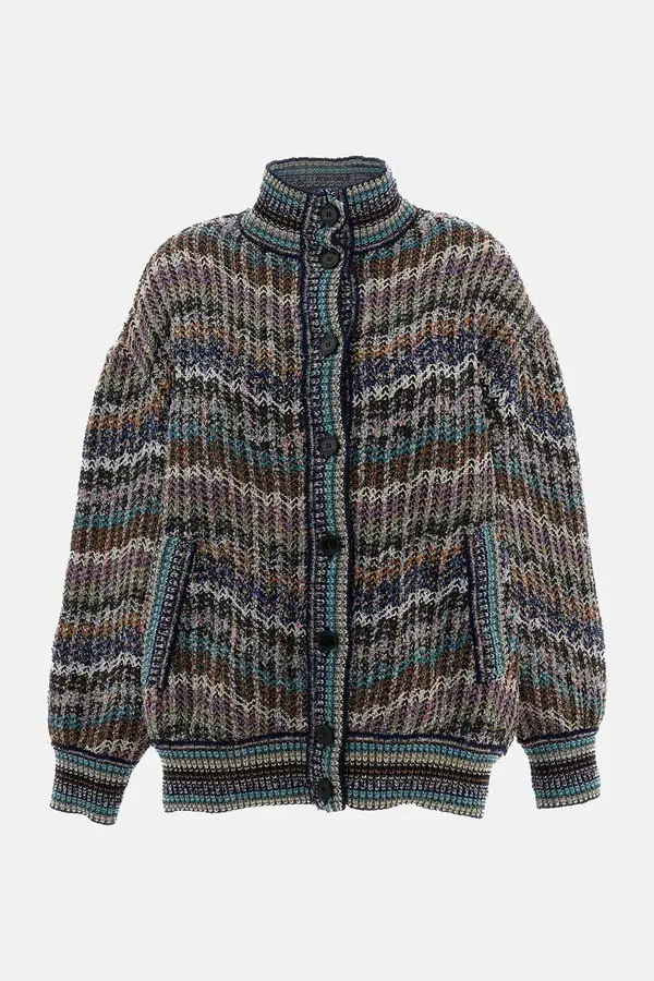 Missoni Cardigan Oversize A Chevron Con Paillettes - Multicolore