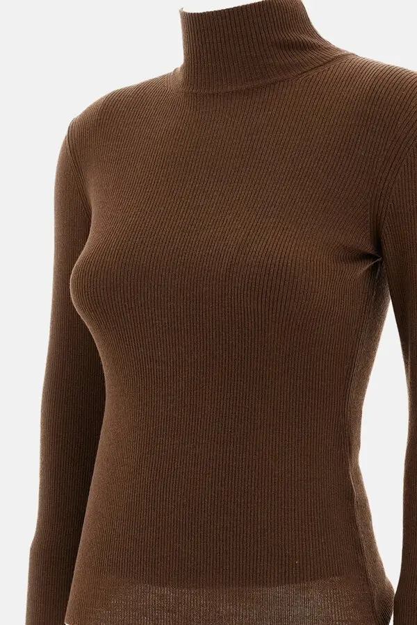 Max Mara Maglia Dolcevita A Coste In Pura