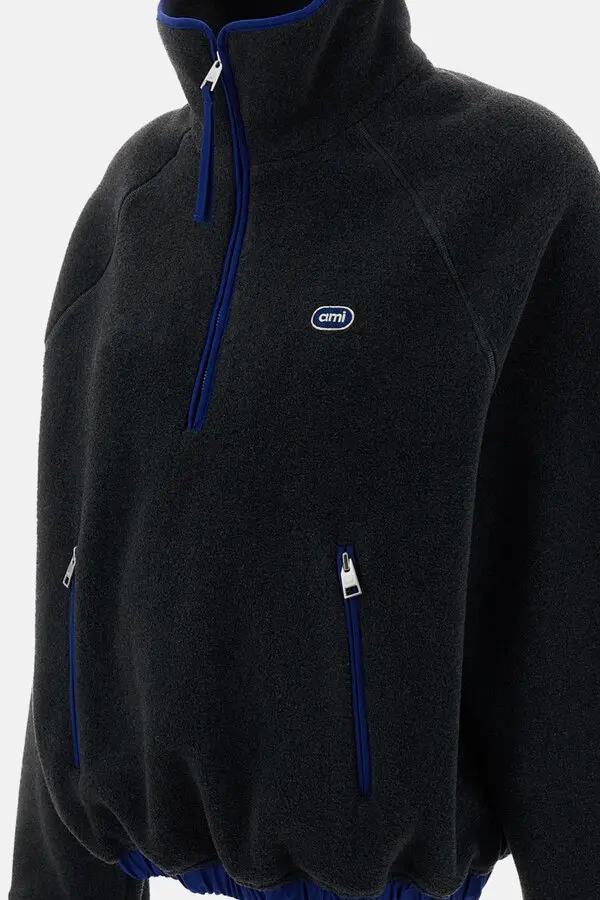AMI Paris Felpa Vareuse In Pile Con Patch Logo