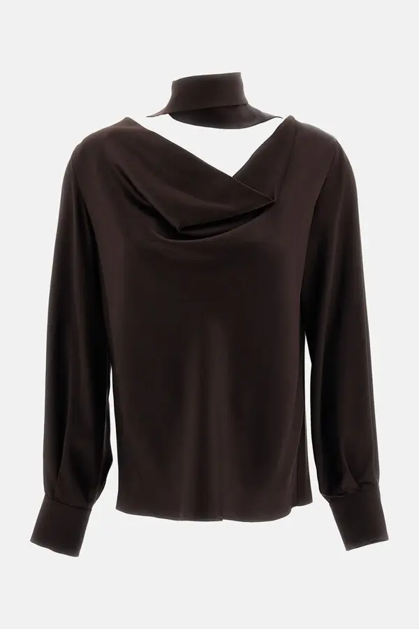 Max Mara Blusa In Raso Di Seta - Marrone