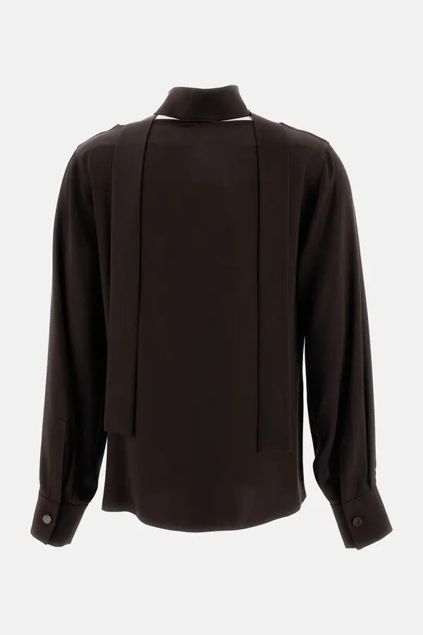 Max Mara Blusa In Raso Di Seta - Marrone