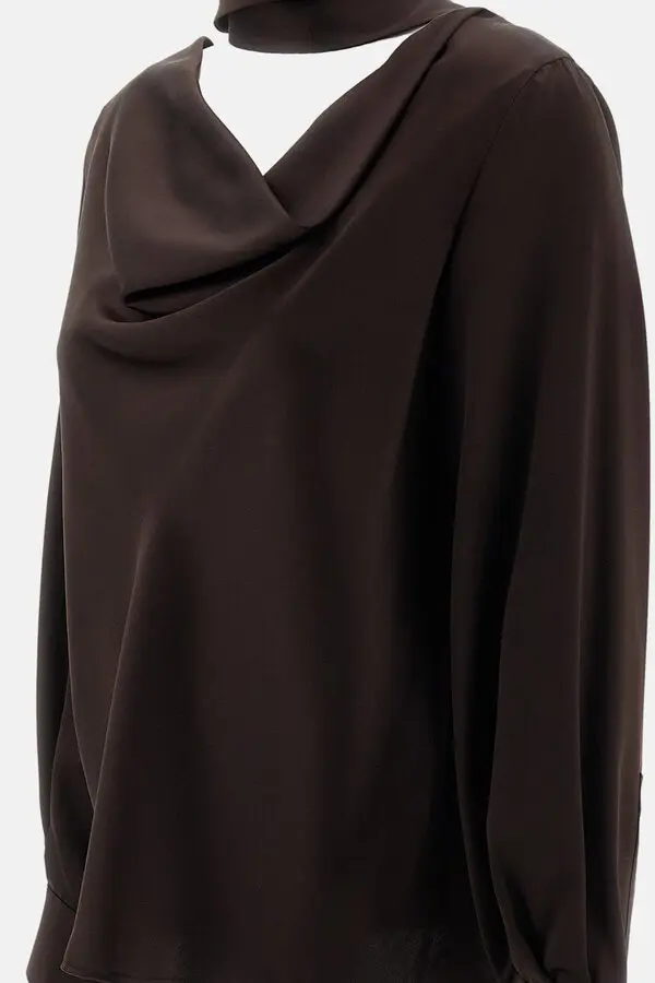 Max Mara Blusa In Raso Di Seta - Marrone