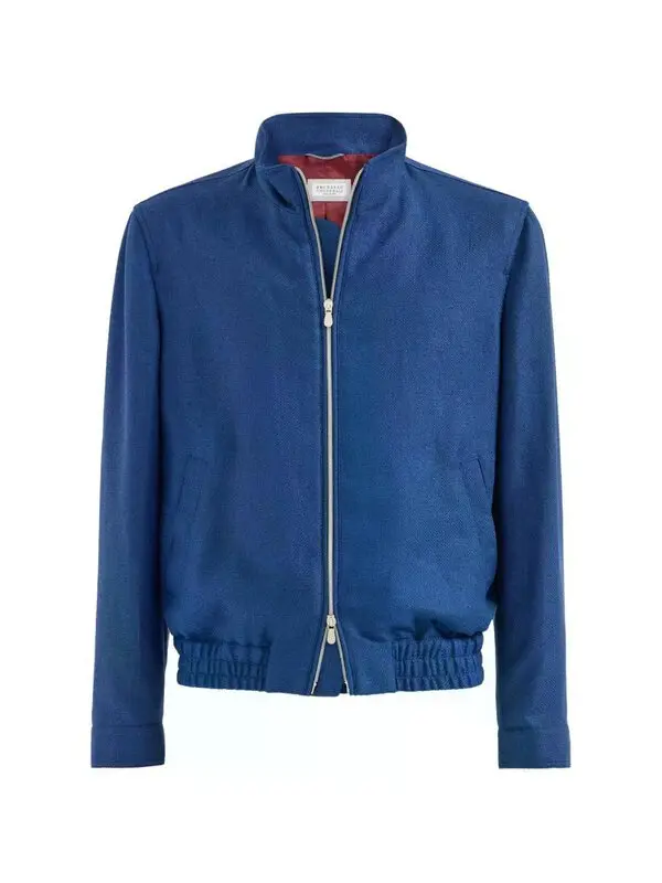 Brunello Cucinelli Silk, Linen And Wool Hopsack Pilot Jacket