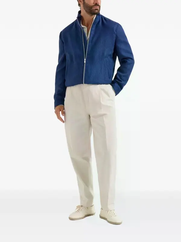 Brunello Cucinelli Silk, Linen And Wool Hopsack Pilot Jacket