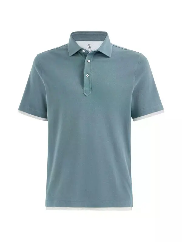 Brunello Cucinelli Cotton Piqué Polo Shirt With Faux-layering