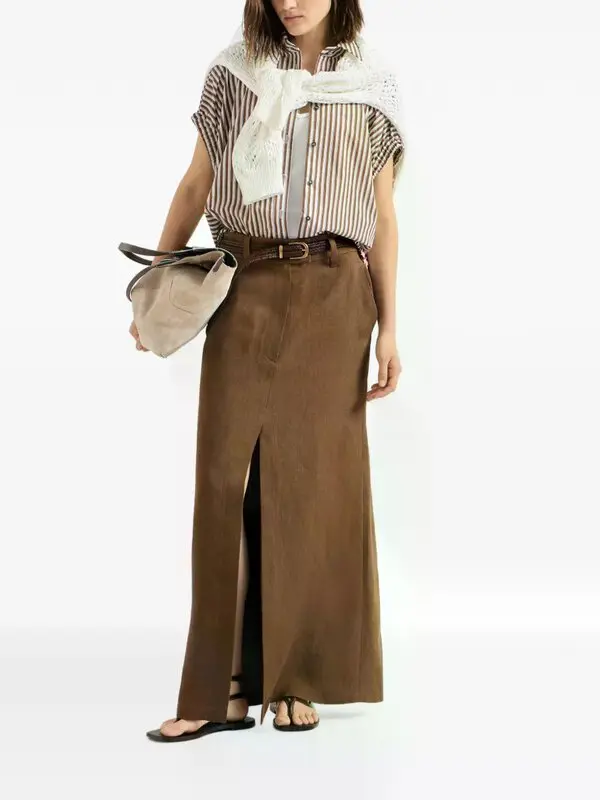 Brunello Cucinelli Monili-embellished Shirt - Brown