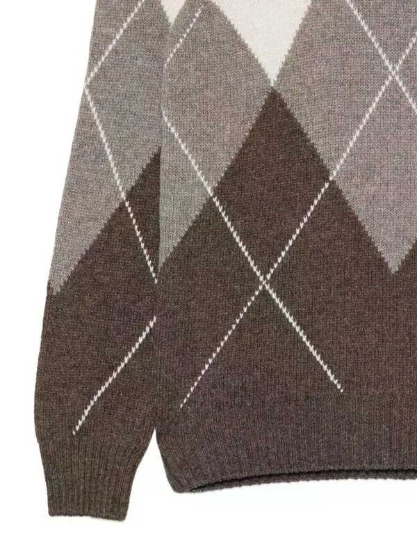 BARBA NAPOLI Argyle-pattern Turtleneck Sweater