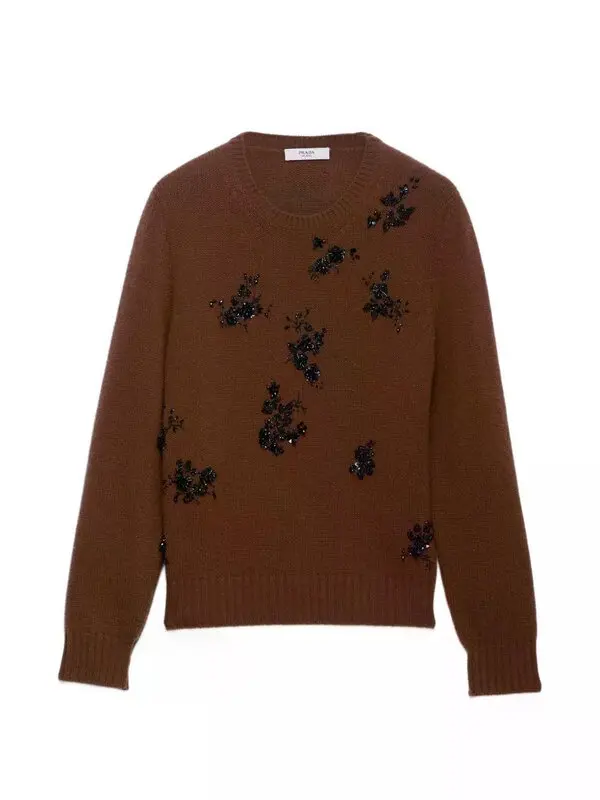 Prada Wool And Cashmere Crew-neck Sweater - Brown