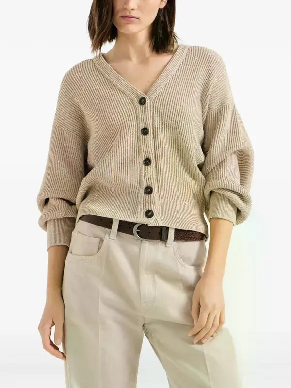 Brunello Cucinelli Cotton Diamond Yarn English-rib Cardigan