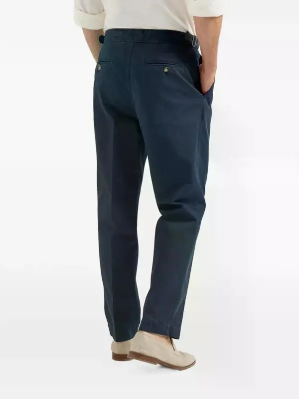 Brunello Cucinelli Cotton Chevron Trousers With Reversed Double Pleats And Waist Tabs