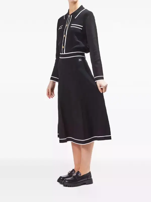 Karl Lagerfeld Embroidered-logo Knit Midi Kirt