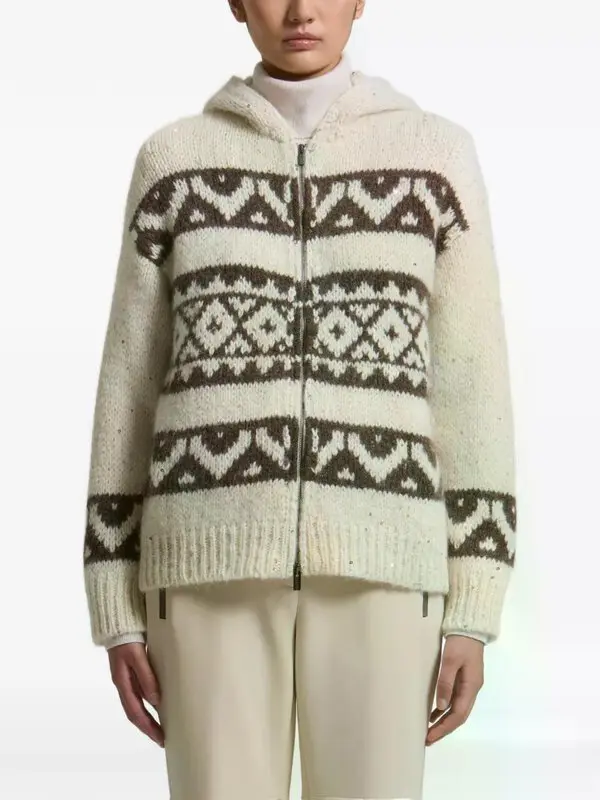 Peserico Sequin-embellished Hooded Cardigan