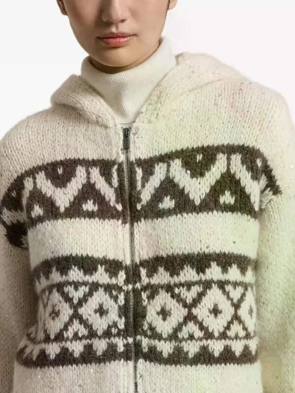 Peserico Sequin-embellished Hooded Cardigan