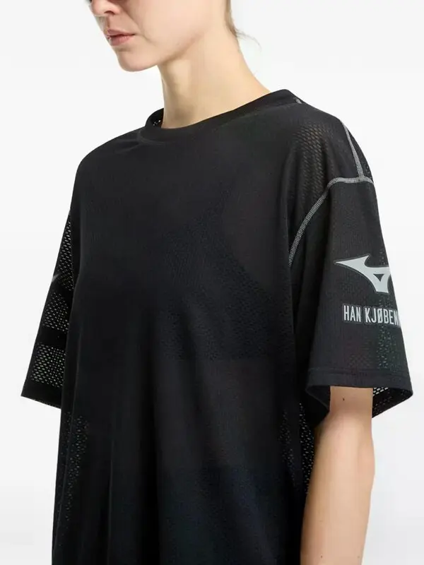 Mizuno X Han Kjøbenhavn Mesh-panelled Logo-print T-shirt