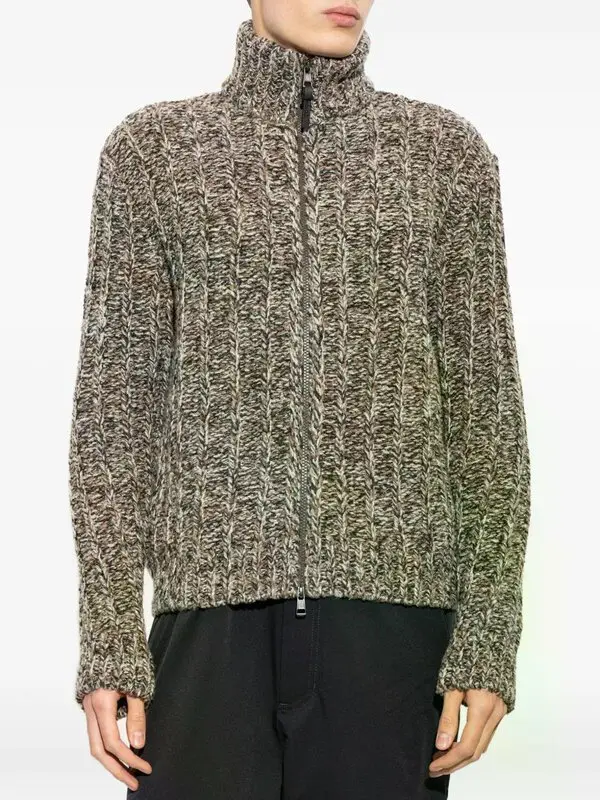 Moncler Wool Blend Bouclé Zip-up Cardigan