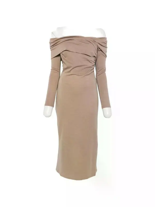 Marella Off-shoulder Draped-detail Midi Dress