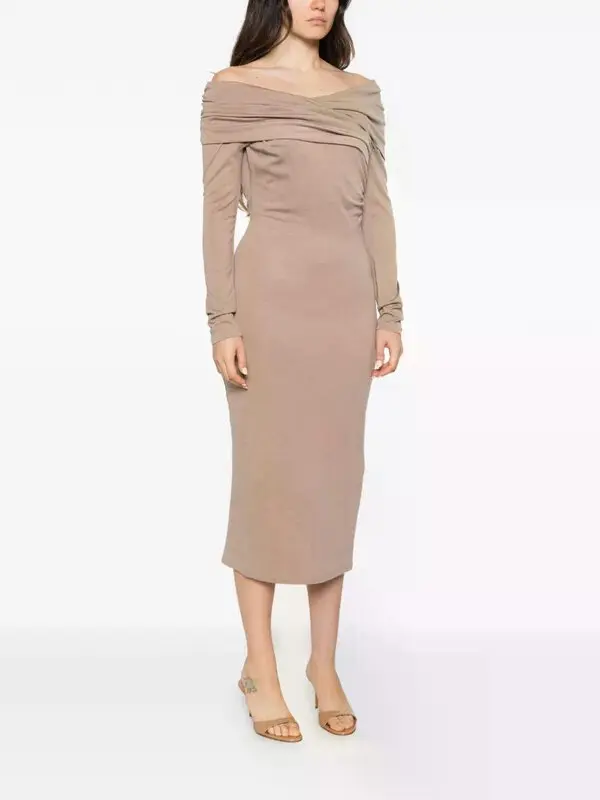 Marella Off-shoulder Draped-detail Midi Dress