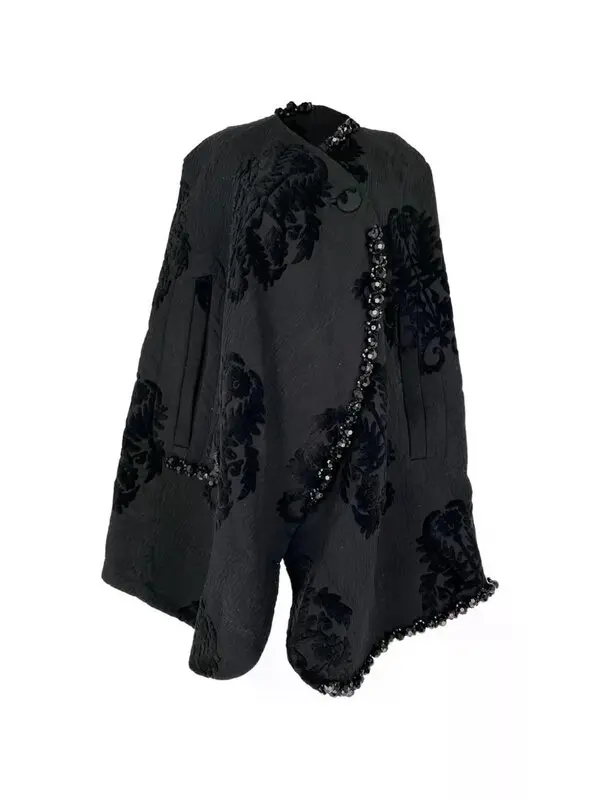 Simone Rocha Jacquard Embellished Cape Coat