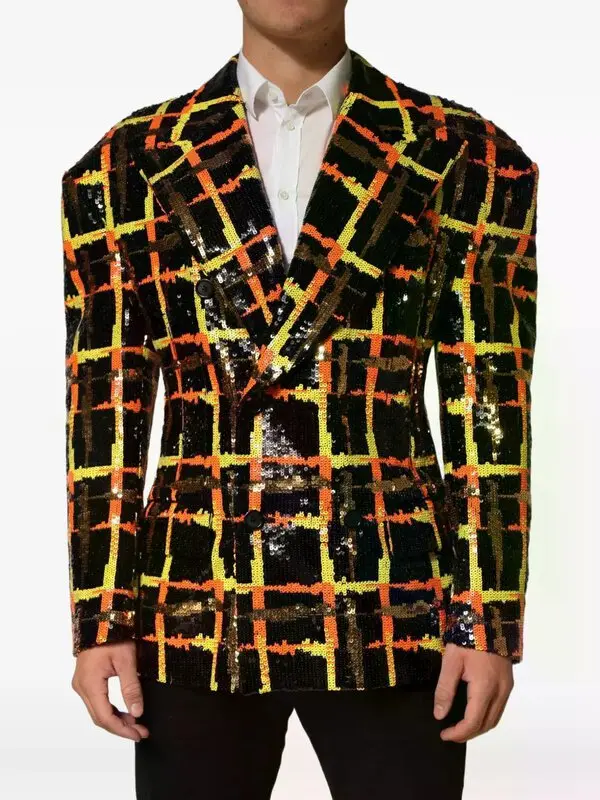 Dolce & Gabbana Sequin-embellished Double-breasted Blazer - Black