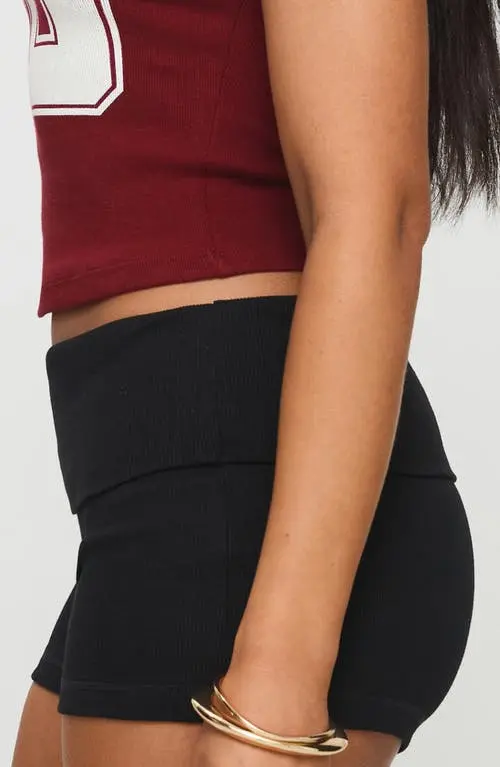 Princess Polly Baseline Foldover Rib Stretch Cotton Shorts