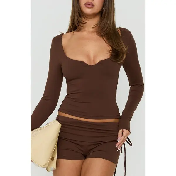 Princess Polly Evangelene Long Sleeve Notched Neck Top