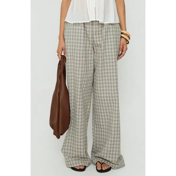 Princess Polly Lunea Plaid Low Rise Wide Leg Pants