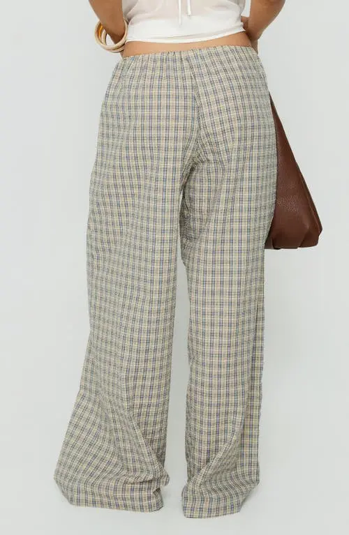 Princess Polly Lunea Plaid Low Rise Wide Leg Pants