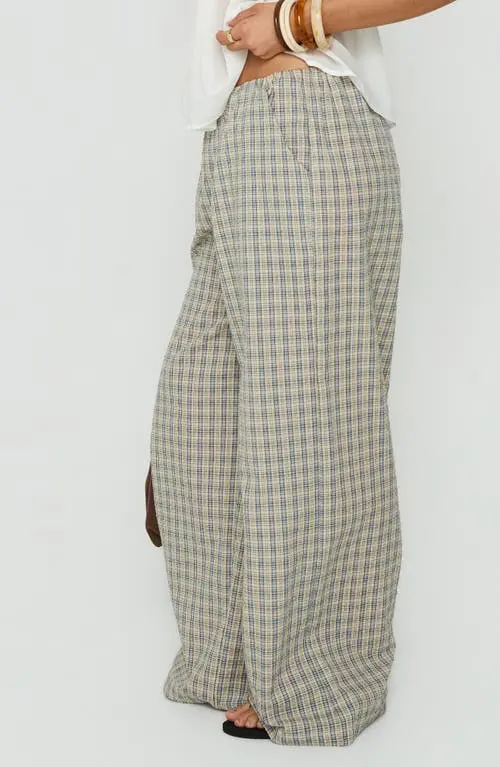 Princess Polly Lunea Plaid Low Rise Wide Leg Pants